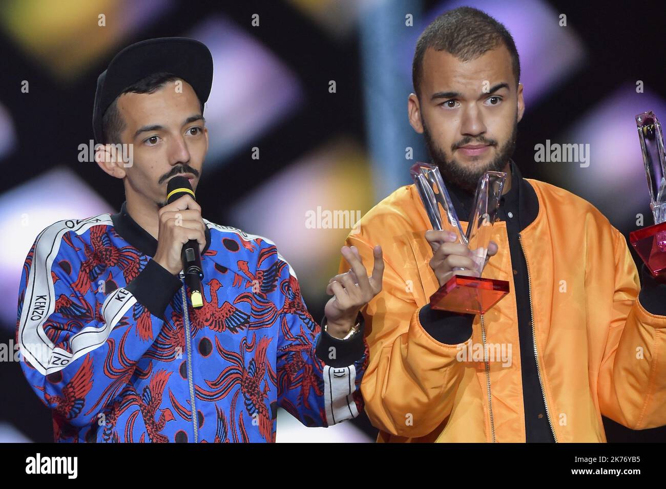 French rapper duet Bigflo & Oli celebrate after receiving the best male ...
