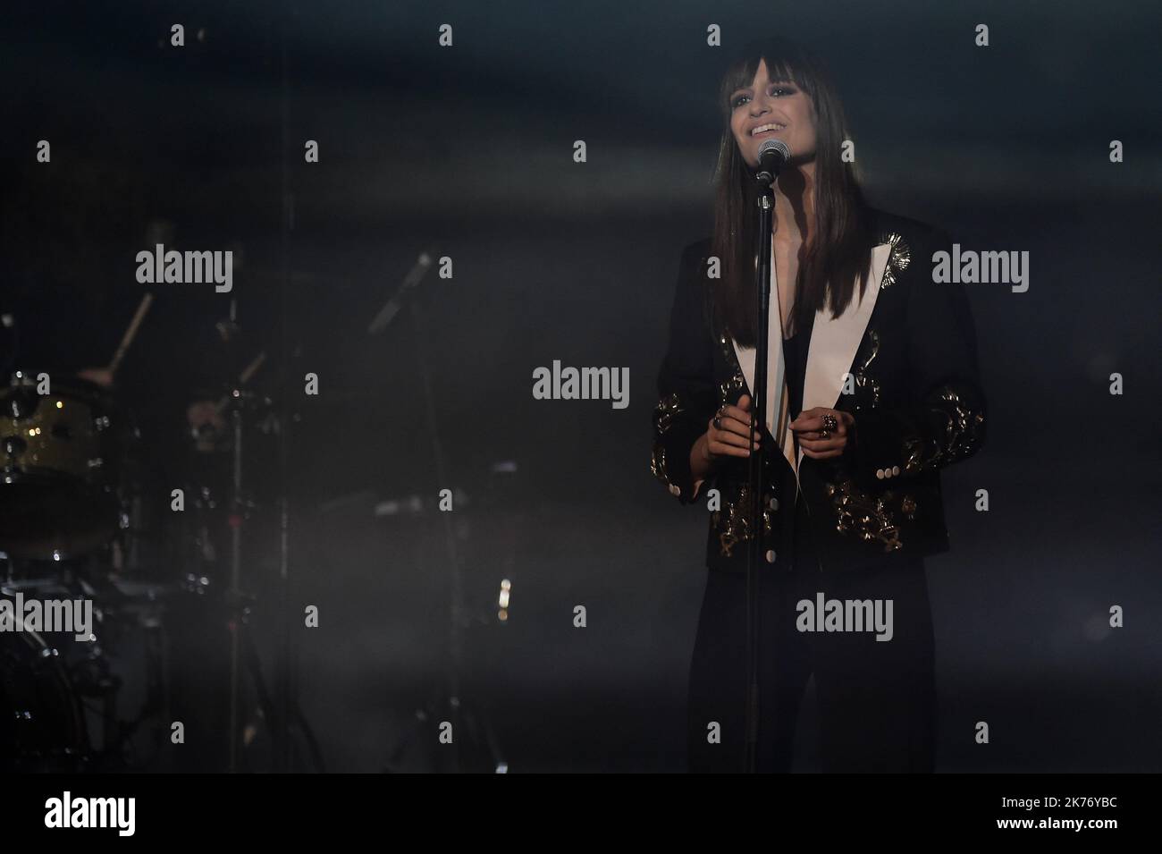French singer Clara Luciani celebrates after receiving the best stage ...