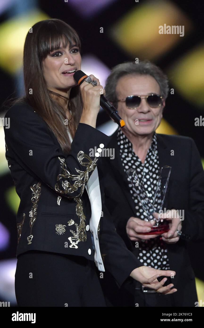 French singer Clara Luciani celebrates after receiving the best stage ...