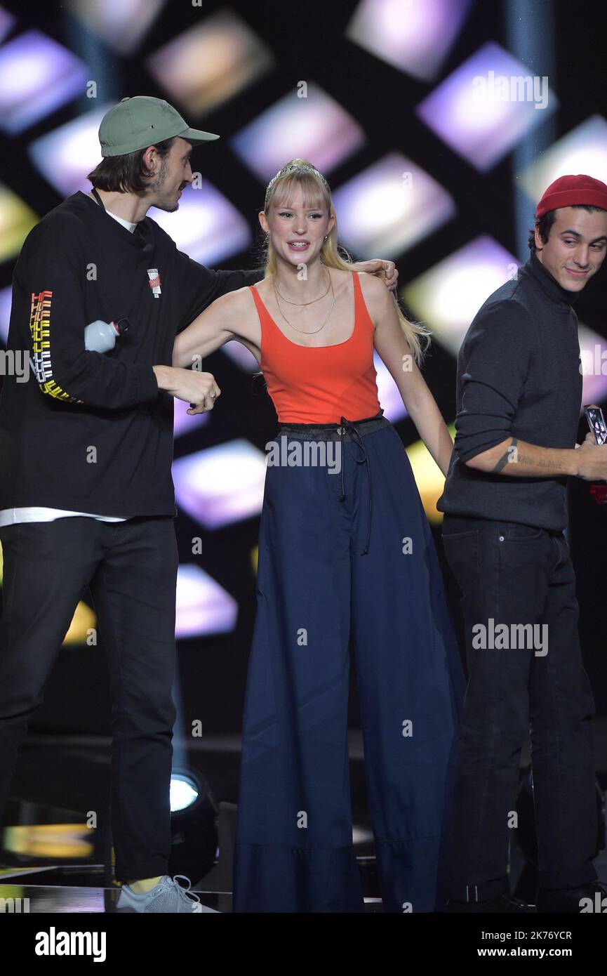 Belgian singer Angele celebrates as she receives the best revelation ...