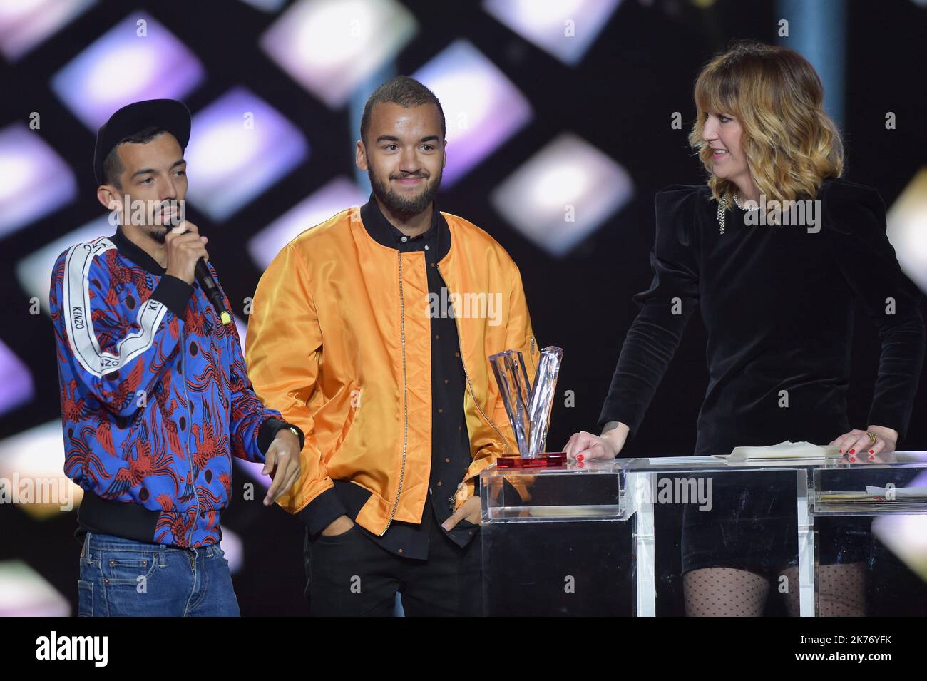 French rapper duet Bigflo & Oli celebrate after receiving the best male ...