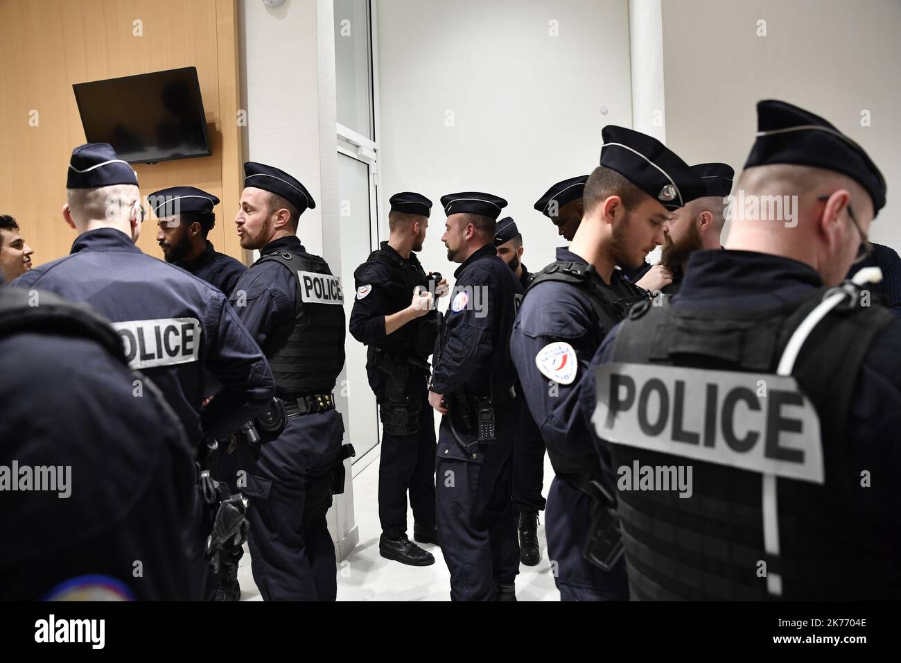Police forces await the verdict, at the trial of Christopher Dettinger ...