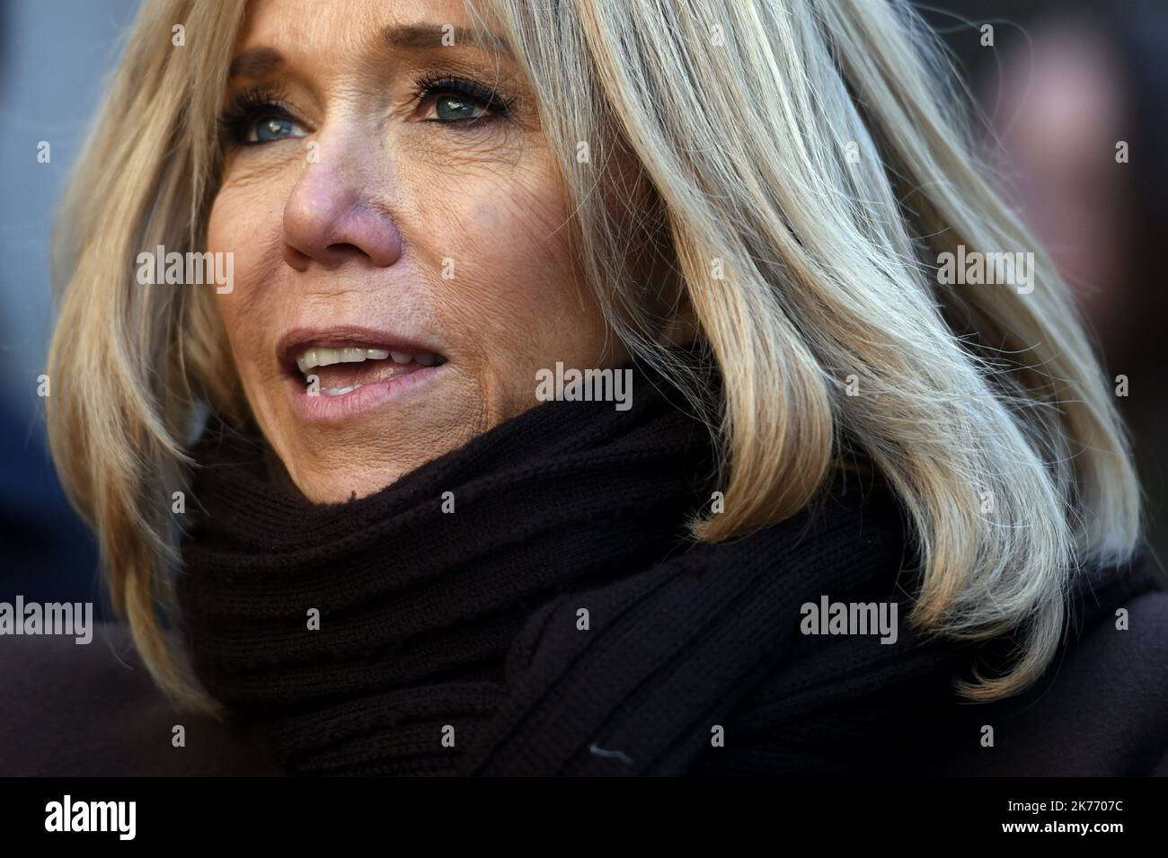 The First Lady of France, Brigitte Macron during a visit to the ...