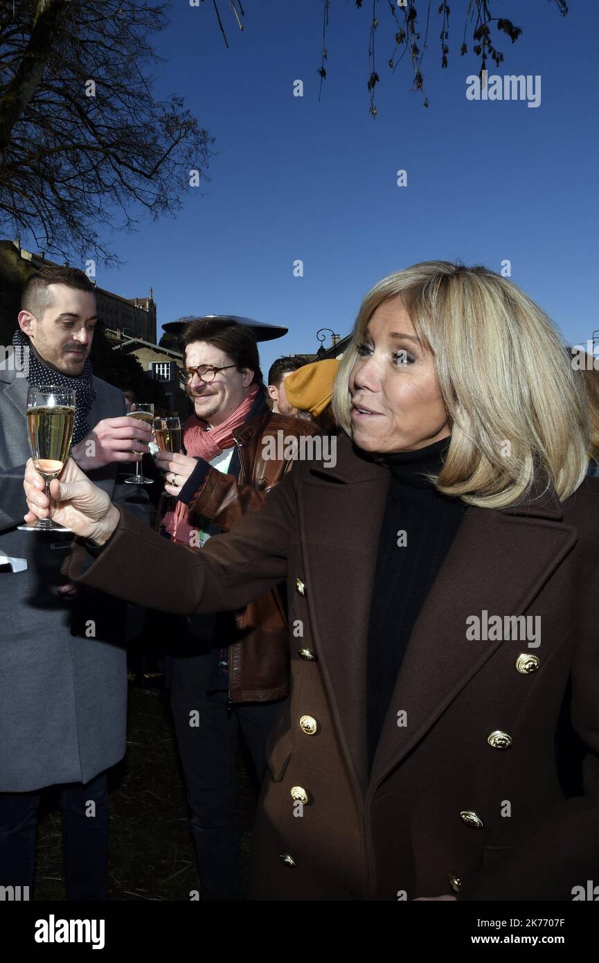 The First Lady of France, Brigitte Macron during a visit to the ...
