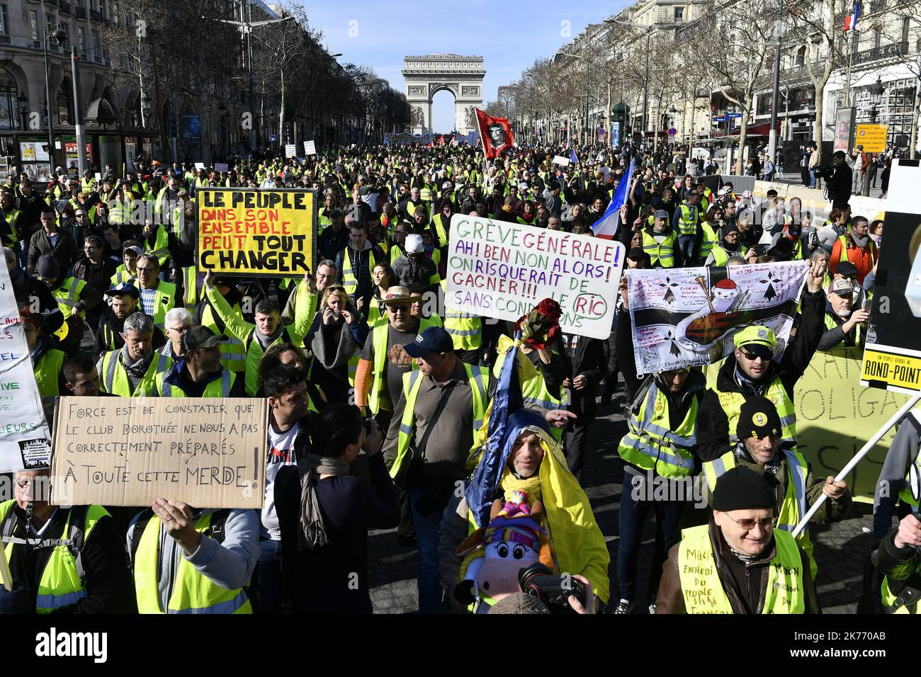 Demonstration of yellow vests in Paris celebrating the 3 months of ...