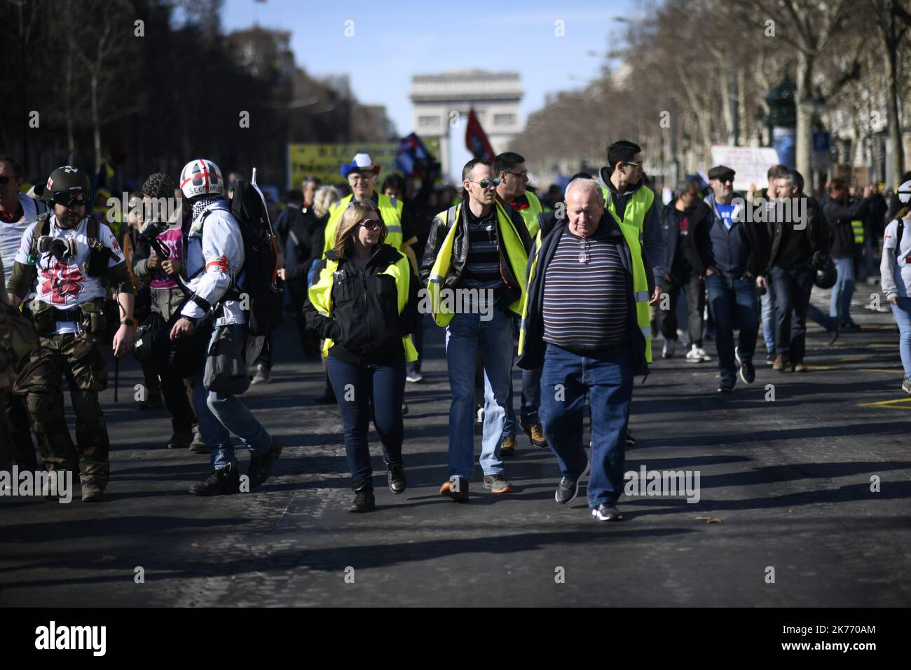 Demonstration of yellow vests in Paris celebrating the 3 months of ...