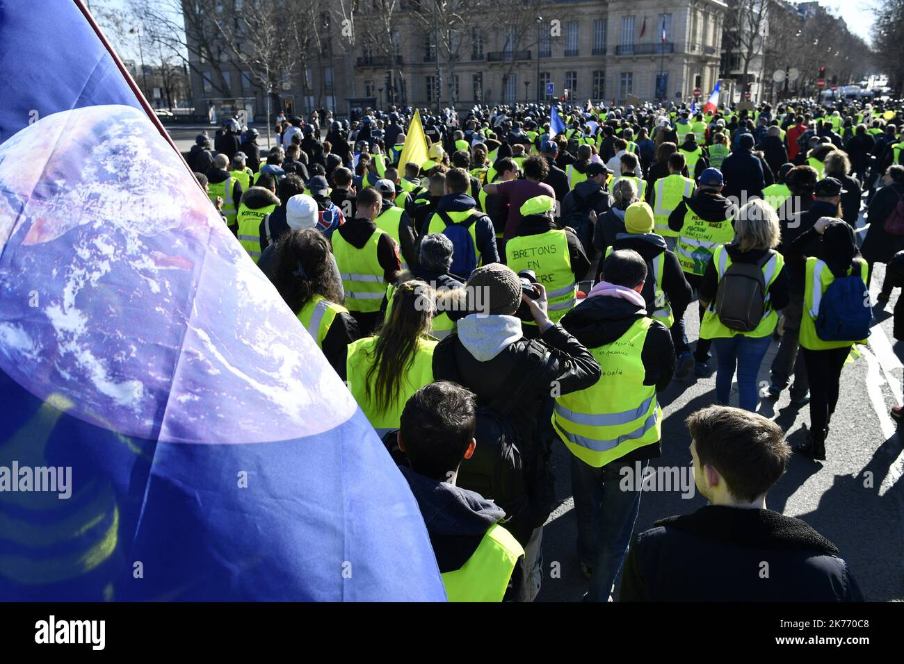 Demonstration of yellow vests in Paris celebrating the 3 months of ...