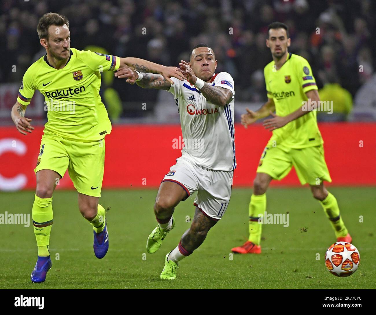MEMPHIS DEPAY. Lyon v Barcelona - UEFA Champions League - Round of 16 ...