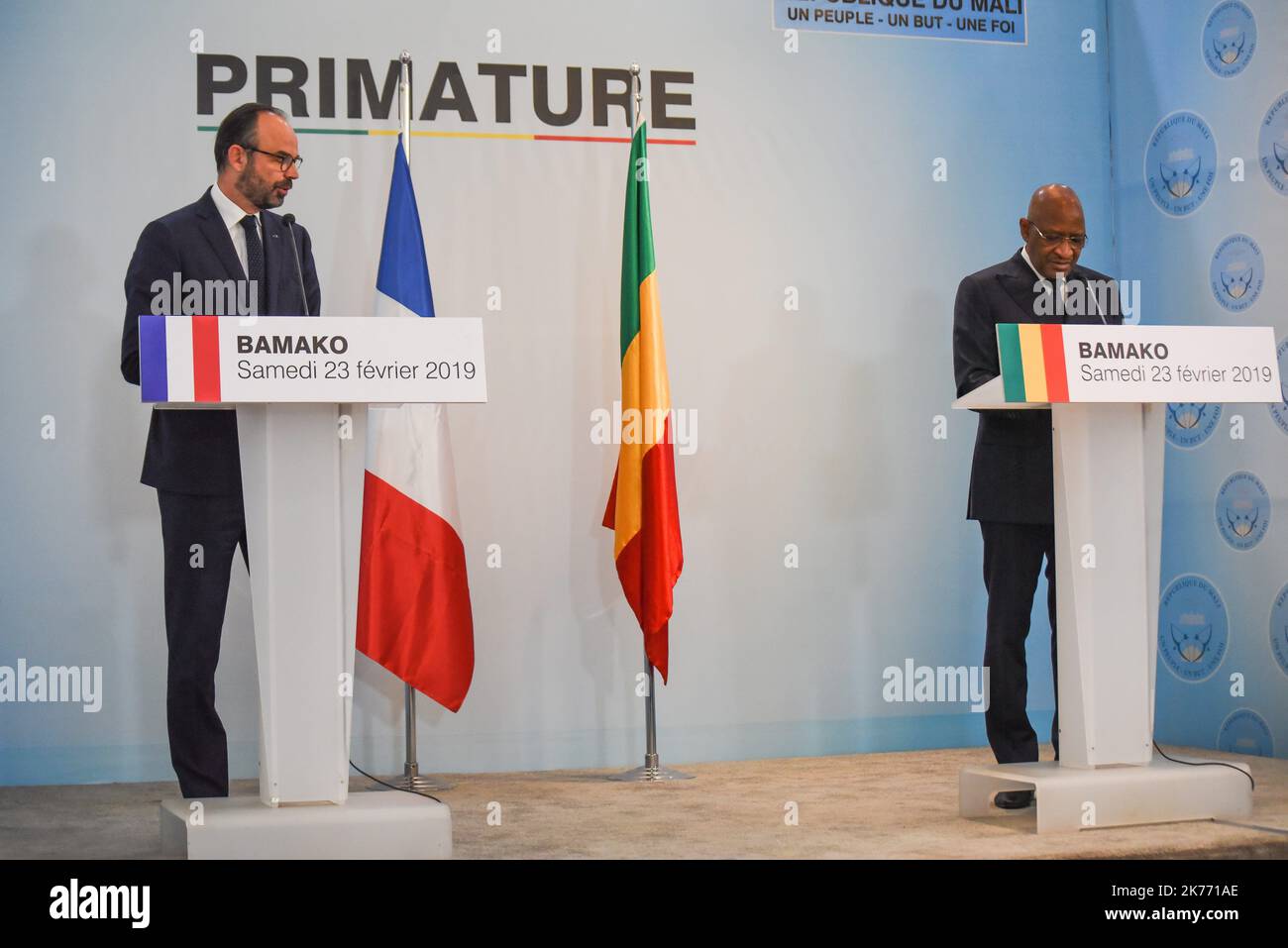 French Prime Minister Edouard Philippe accompanied by the Prime ...