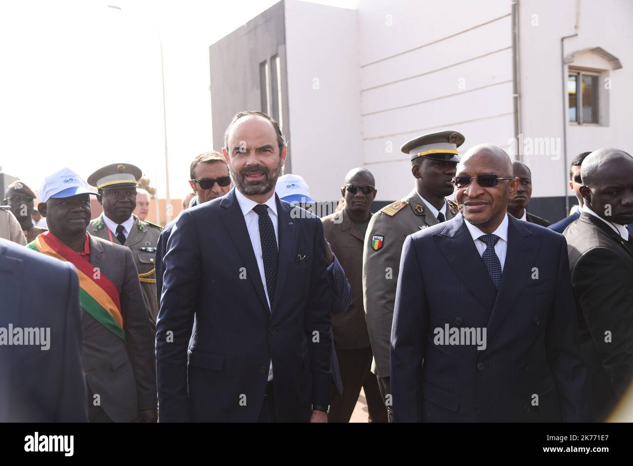 French Prime Minister Edouard Philippe accompanied by the Prime ...