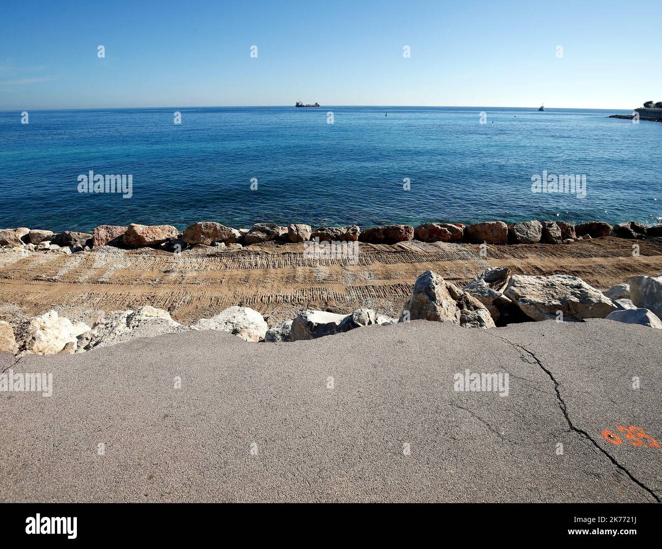Works between Roquebrune Cap Martin and Monaco, a seawall against the ...