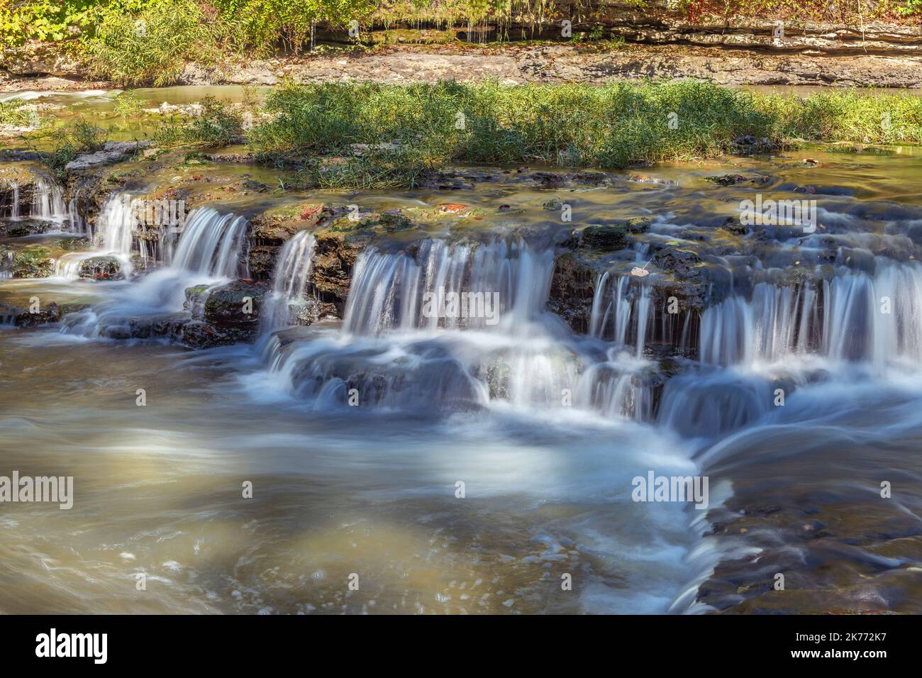 A stunningly beautiful stepped waterfall shot with a slow shutter speed ...