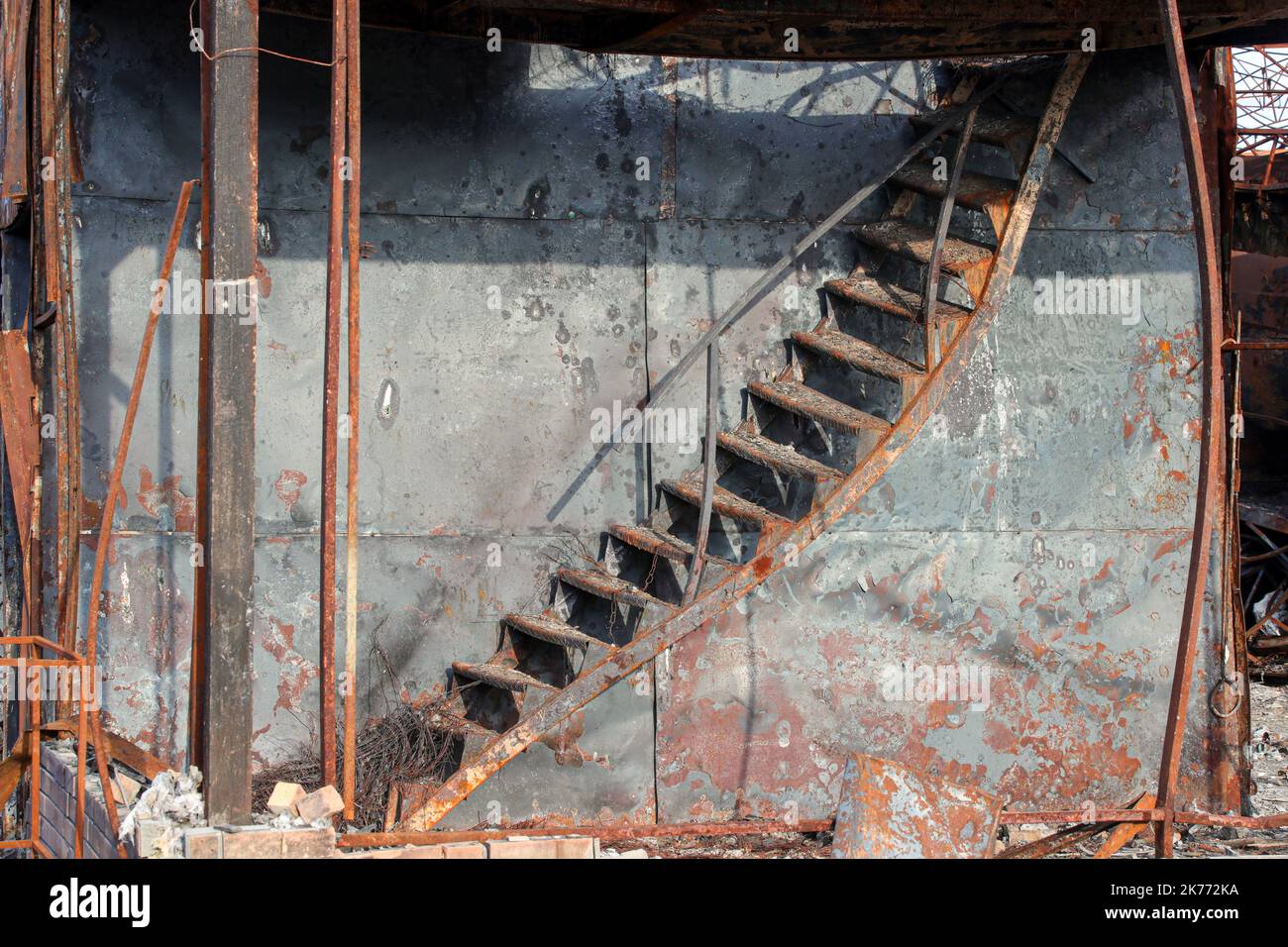 KHARKIV, UKRAINE - OCTOBER 09, 2022 - Aftermath of shelling of the ...