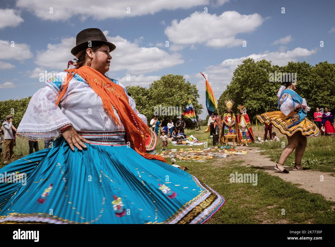 Several dozen people of Andean origin and New Age enthusiasts celebrate ...