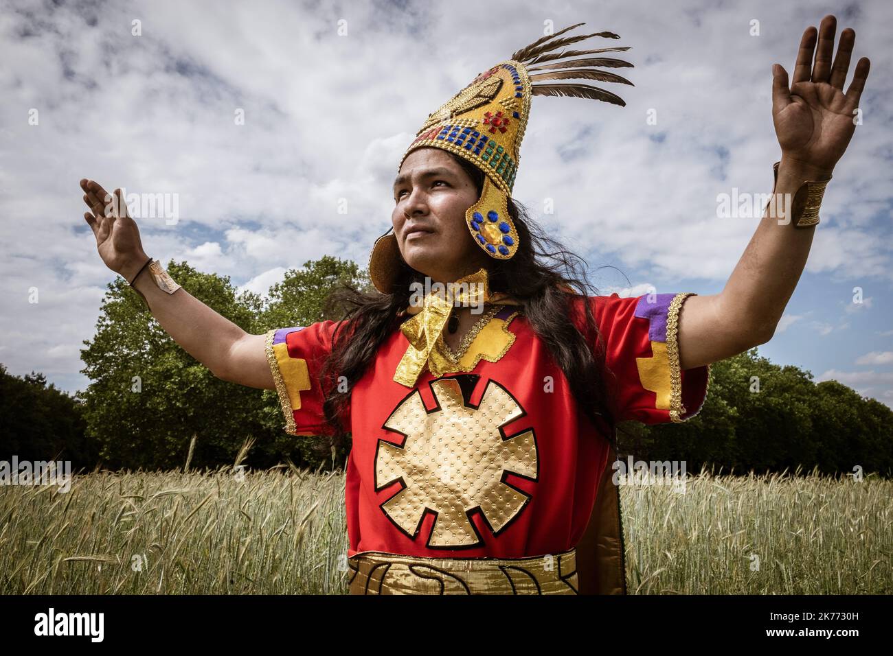 Runa Jose Mercado, Peruvian shaman, dressed as an Inca emperor. Several ...