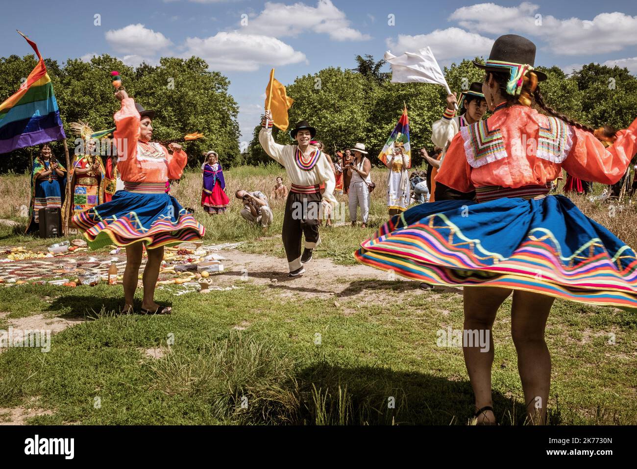 Several dozen people of Andean origin and New Age enthusiasts celebrate ...