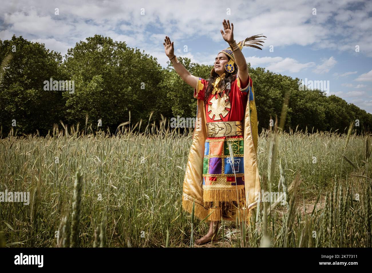 Runa Jose Mercado, Peruvian shaman, dressed as an Inca emperor. Several ...