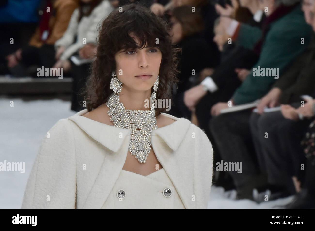 Models walk the runway during the Chanel show as part of the Paris ...