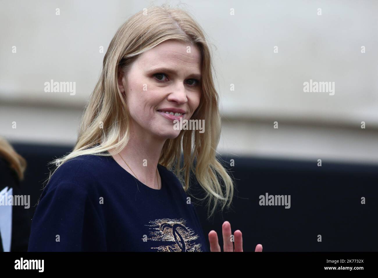 Lara Stone arrives at the Chanel fashion show as part of Paris Fashion ...