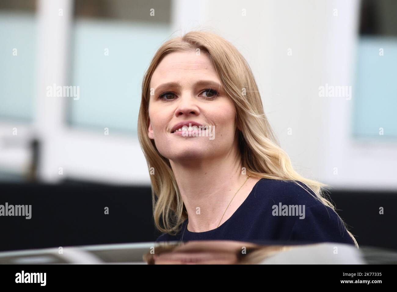 Lara Stone arrives at the Chanel fashion show as part of Paris Fashion ...
