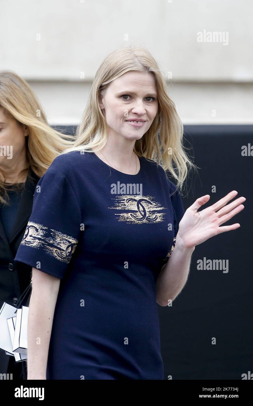 Model Lara Stone attends the Chanel show as part of the Paris Fashion ...