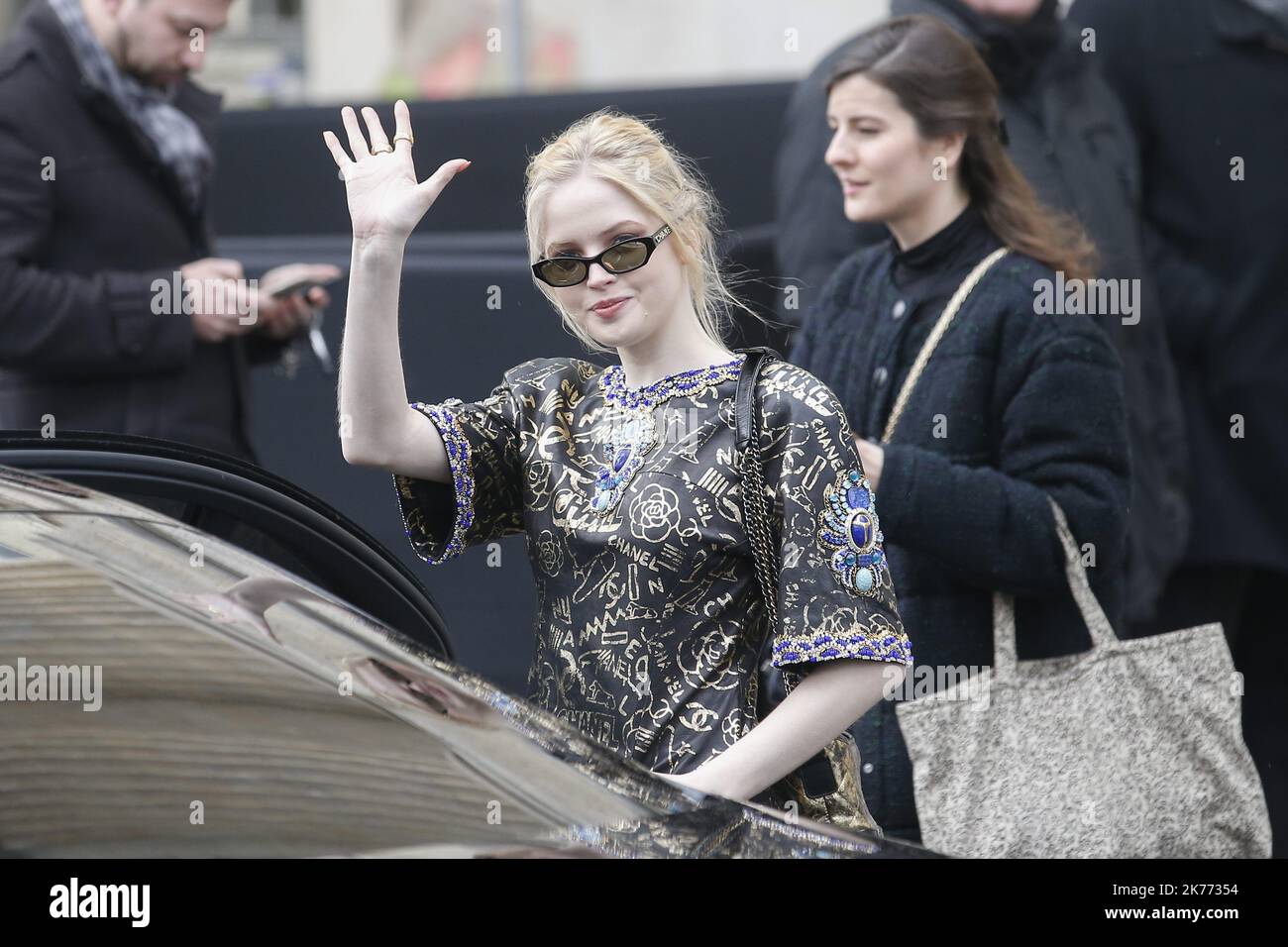 Ellie Bamber attends the Chanel show as part of the Paris Fashion Week ...