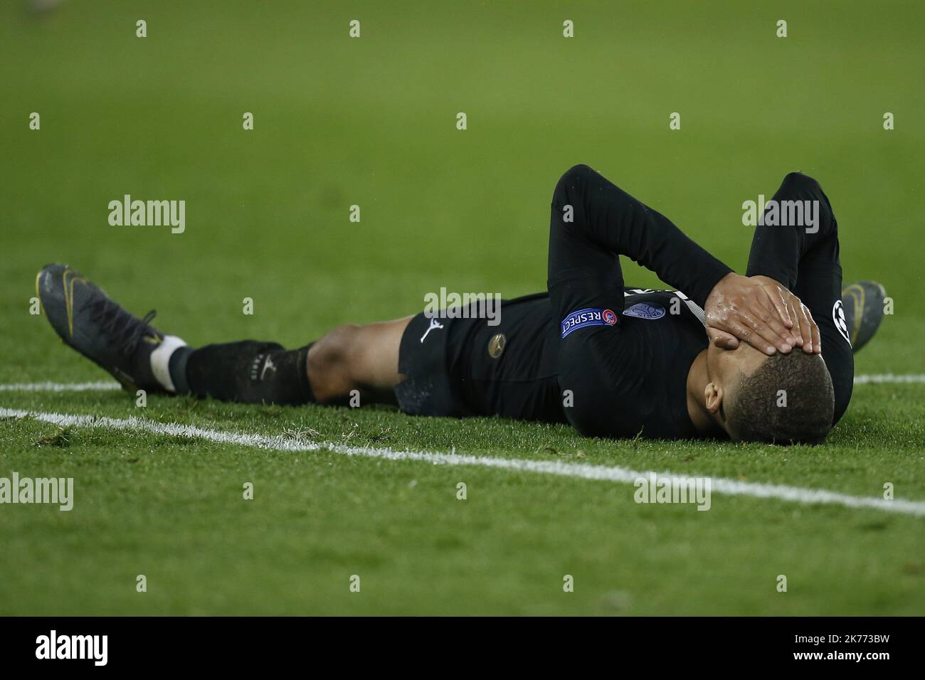 Kylian Mbappe of Paris Saint-Germain reacts after loosing 1-3 against ...