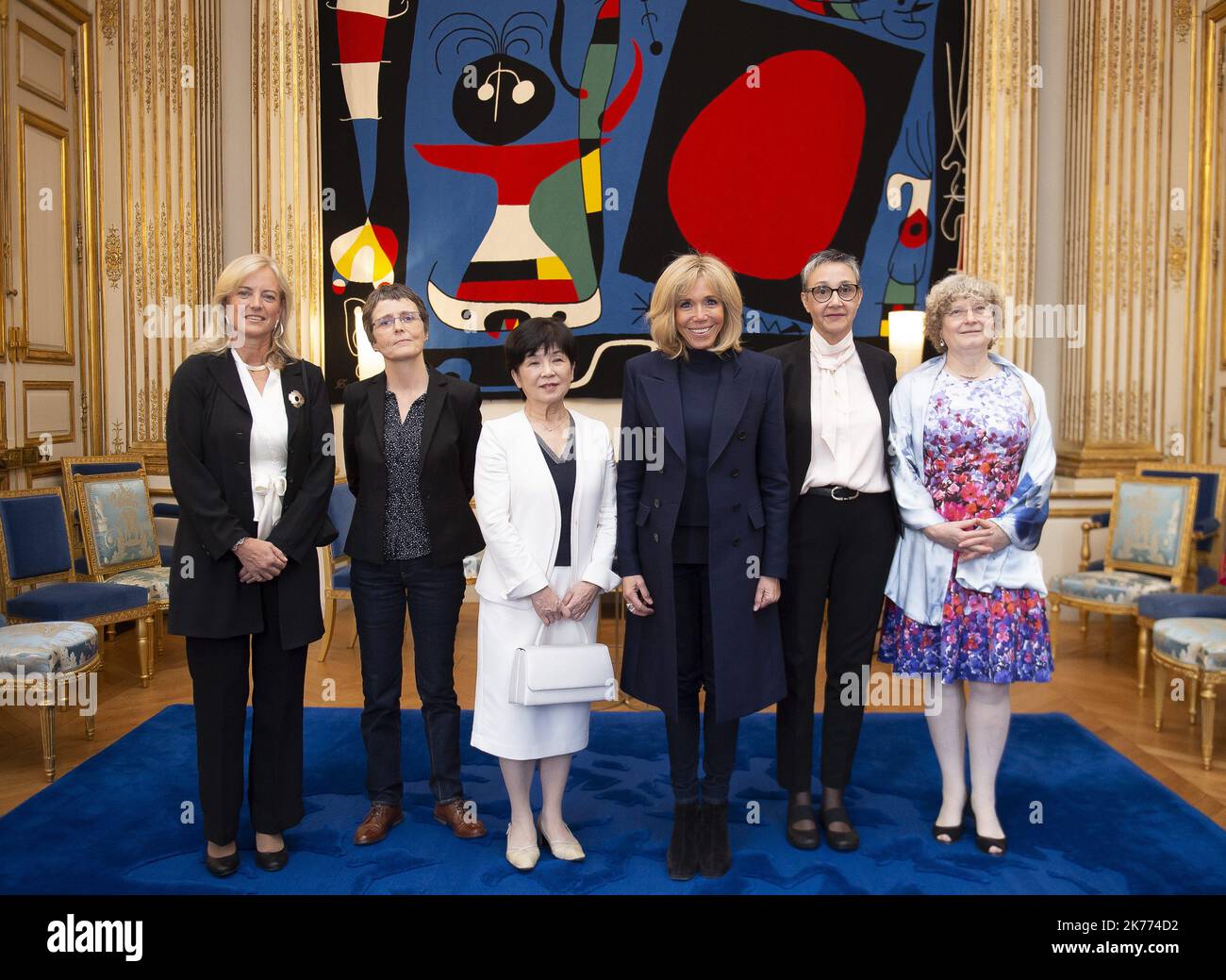 Brigitte Macron wife of the French president with Ingrid Daubechies at ...
