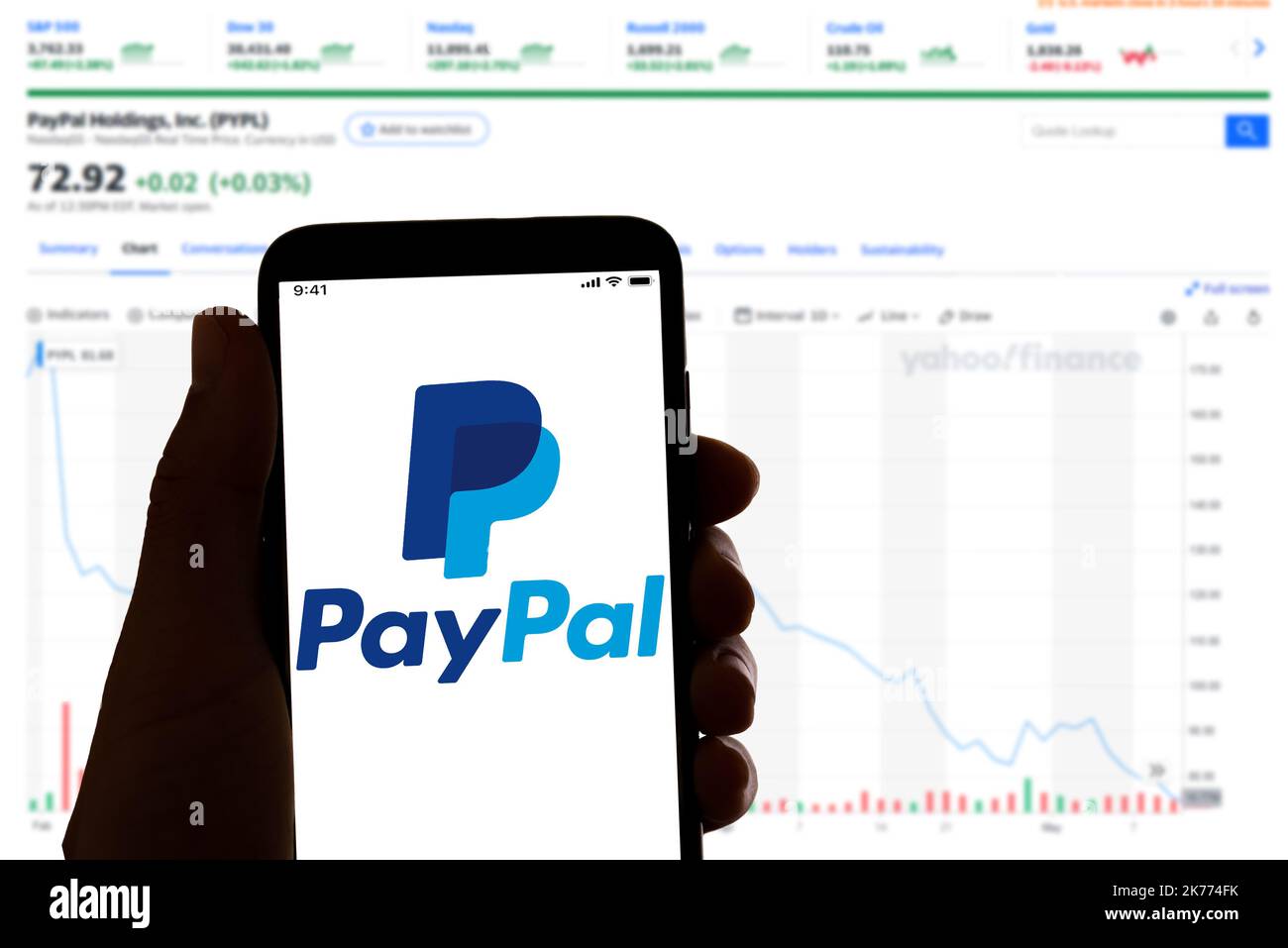 In this photo illustration, the online payment and banking app Paypal ...