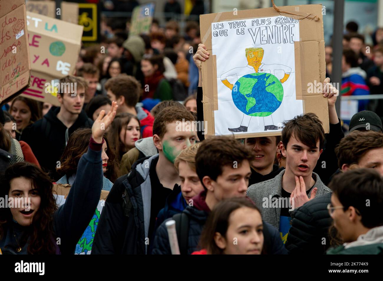 France, march 15th 2019 - young people demonstrate for climate Stock ...