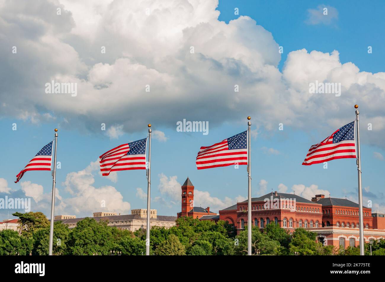 Flags and the Smithsonian, Washington, DC USA, Washington, District of ...