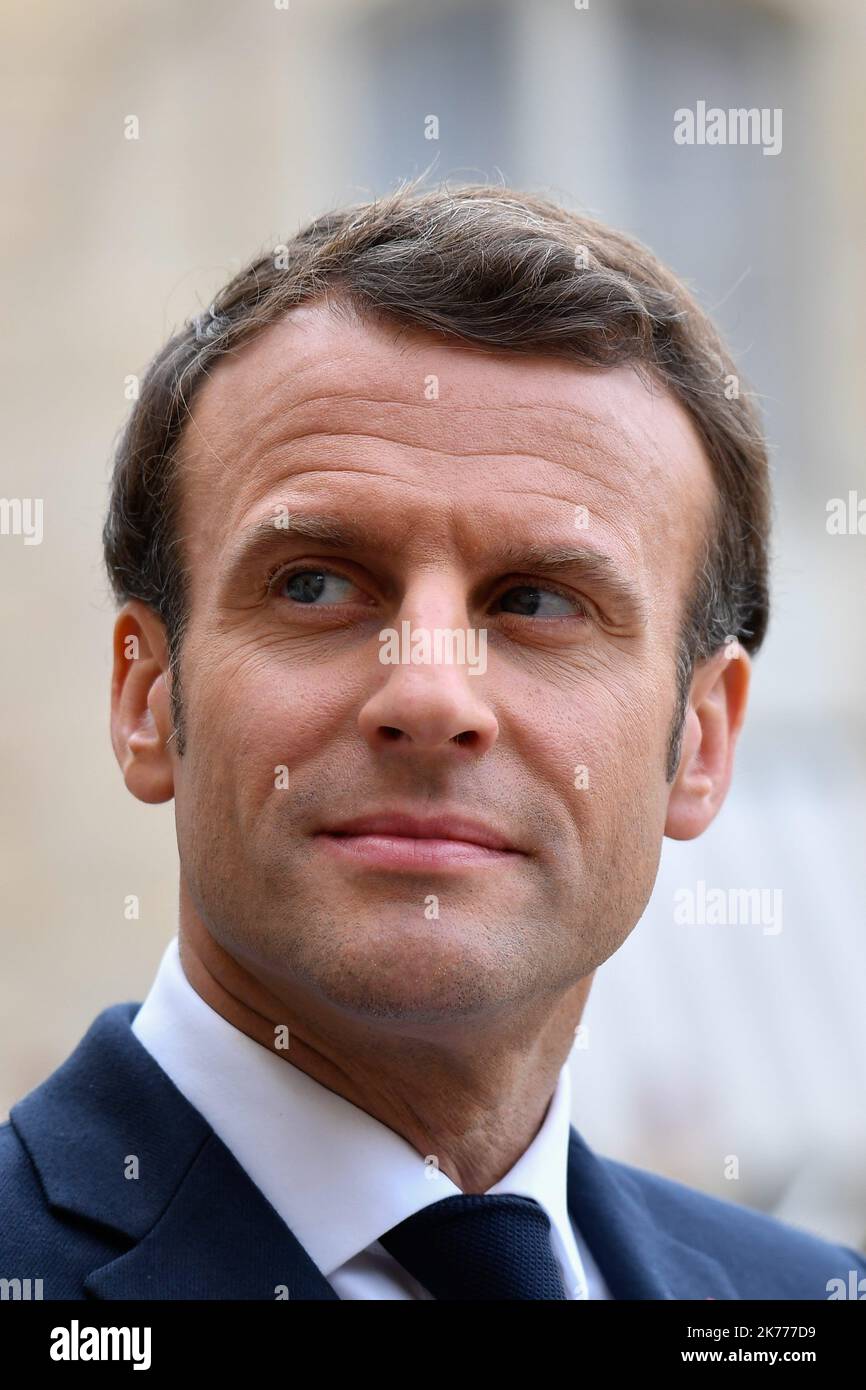 The President of the French Republic, Emmanuel Macron receives the ...