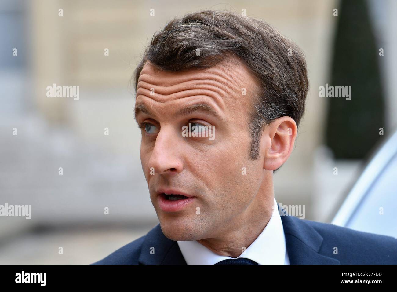 The President of the French Republic, Emmanuel Macron receives the ...