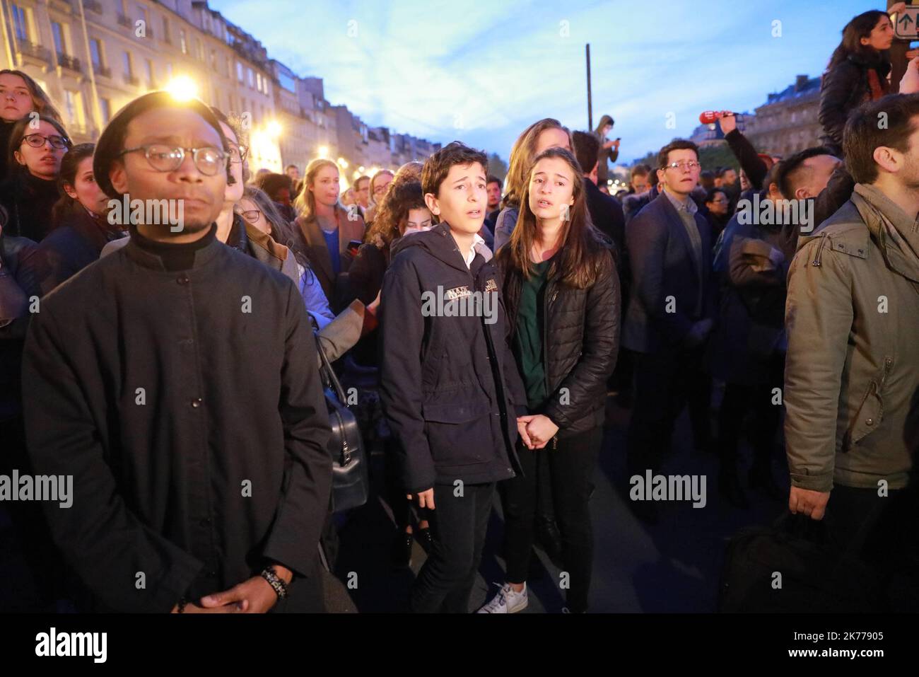 Paris, France, april 15th 2019 - The fire devastated most touristic ...