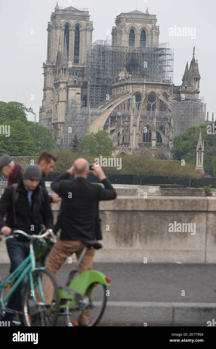 Paris, France, april 16th 2019 - After the fire that devastated ...