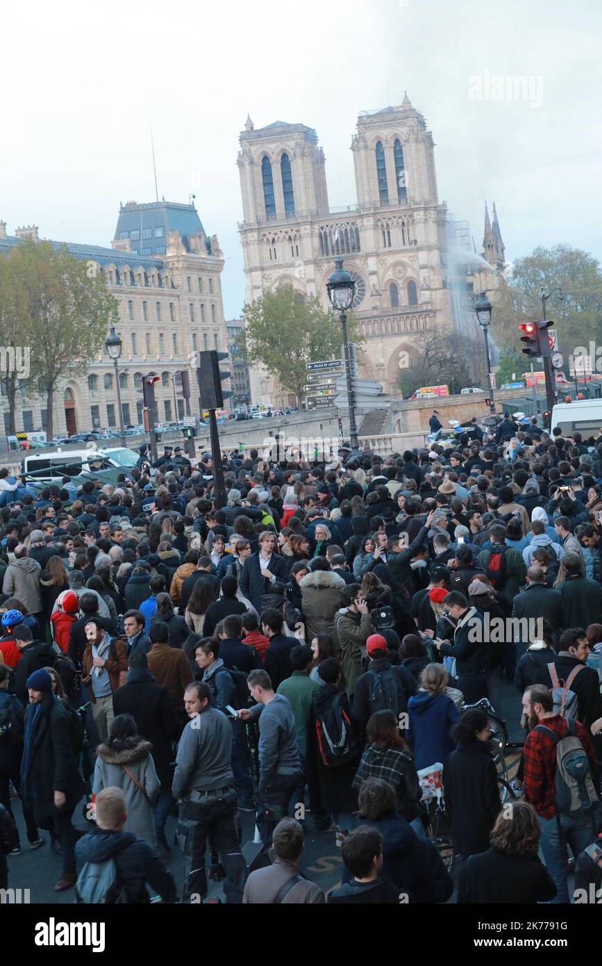 Paris, France, april 15th 2019 - The fire devastated most touristic ...