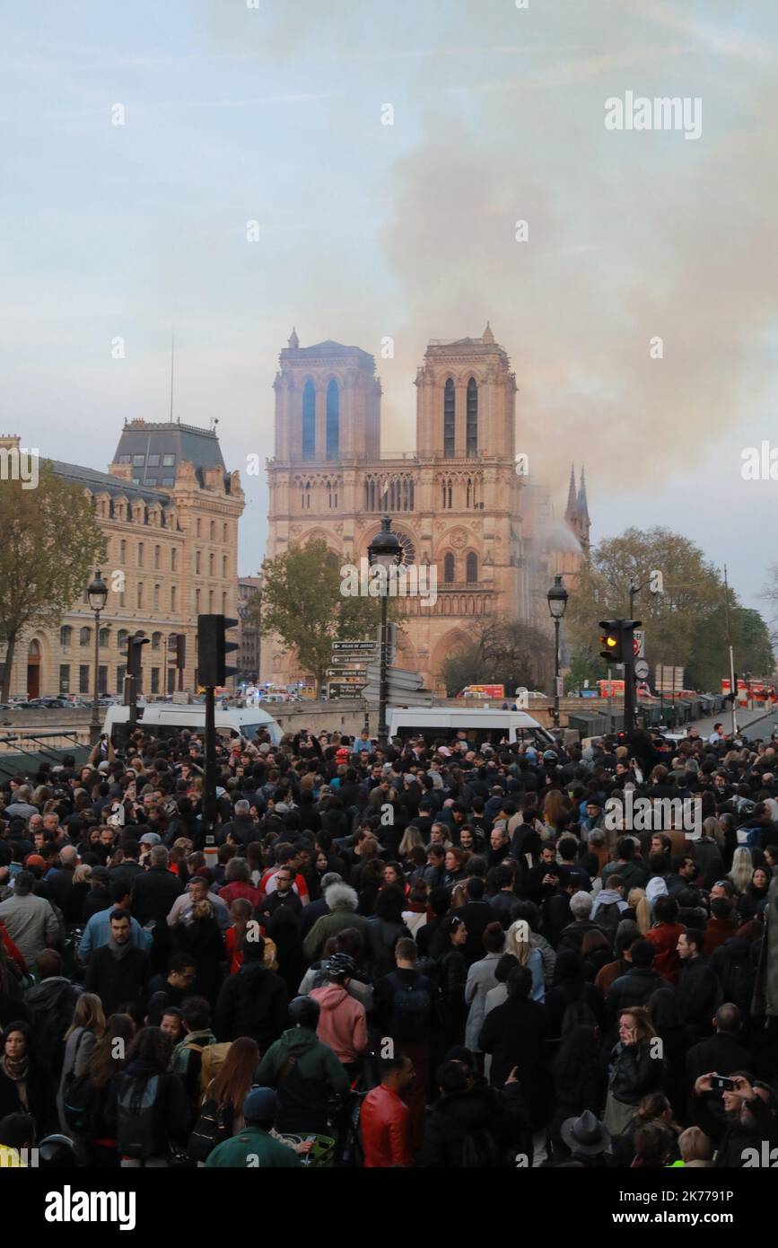 Paris, France, april 15th 2019 - The fire devastated most touristic ...