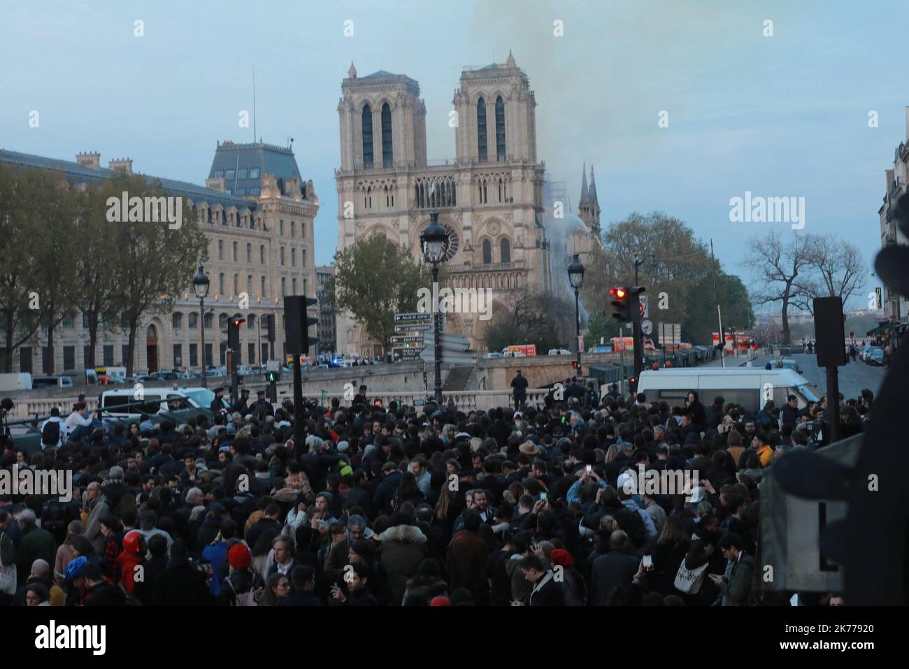 Paris, France, april 15th 2019 - The fire devastated most touristic ...