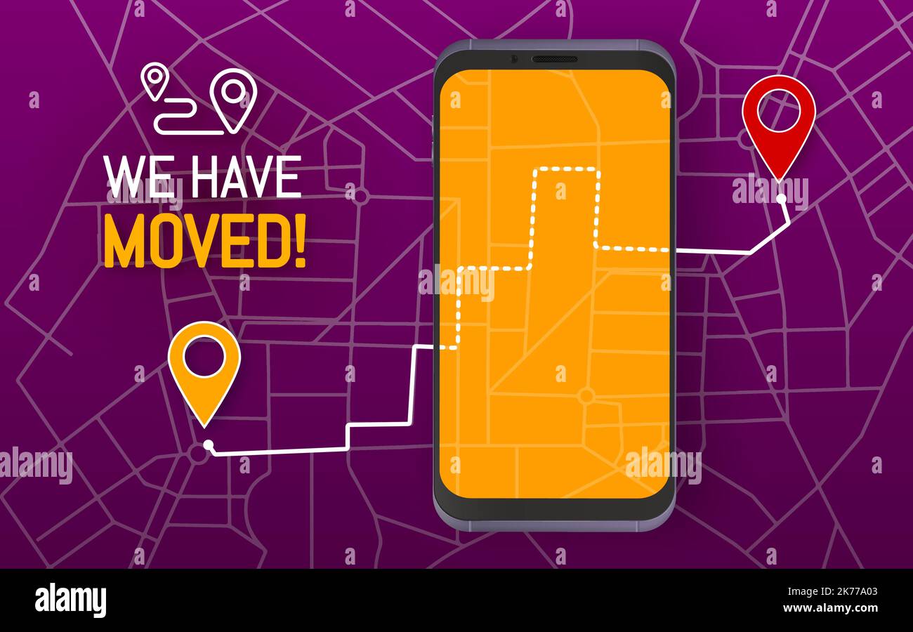 We have moved banner. Company or shop relocation vector banner or ...