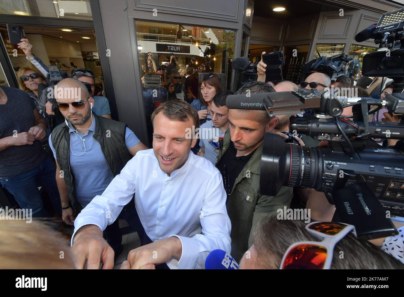 French president Emmanuel Macron on Easter week end in his wife's house ...