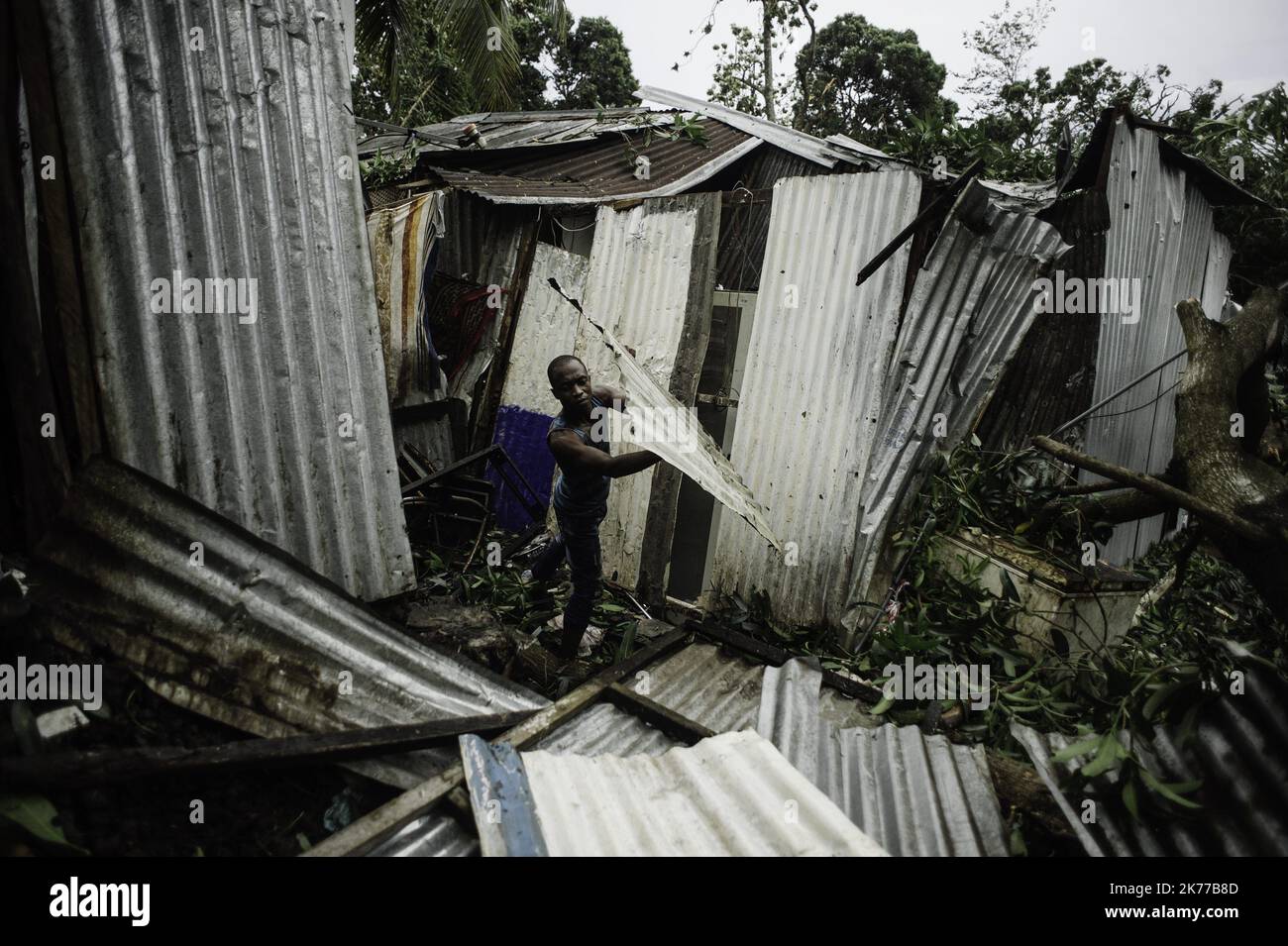 A few hours after hurricane Kenneth on the Comoros archipelago, the ...