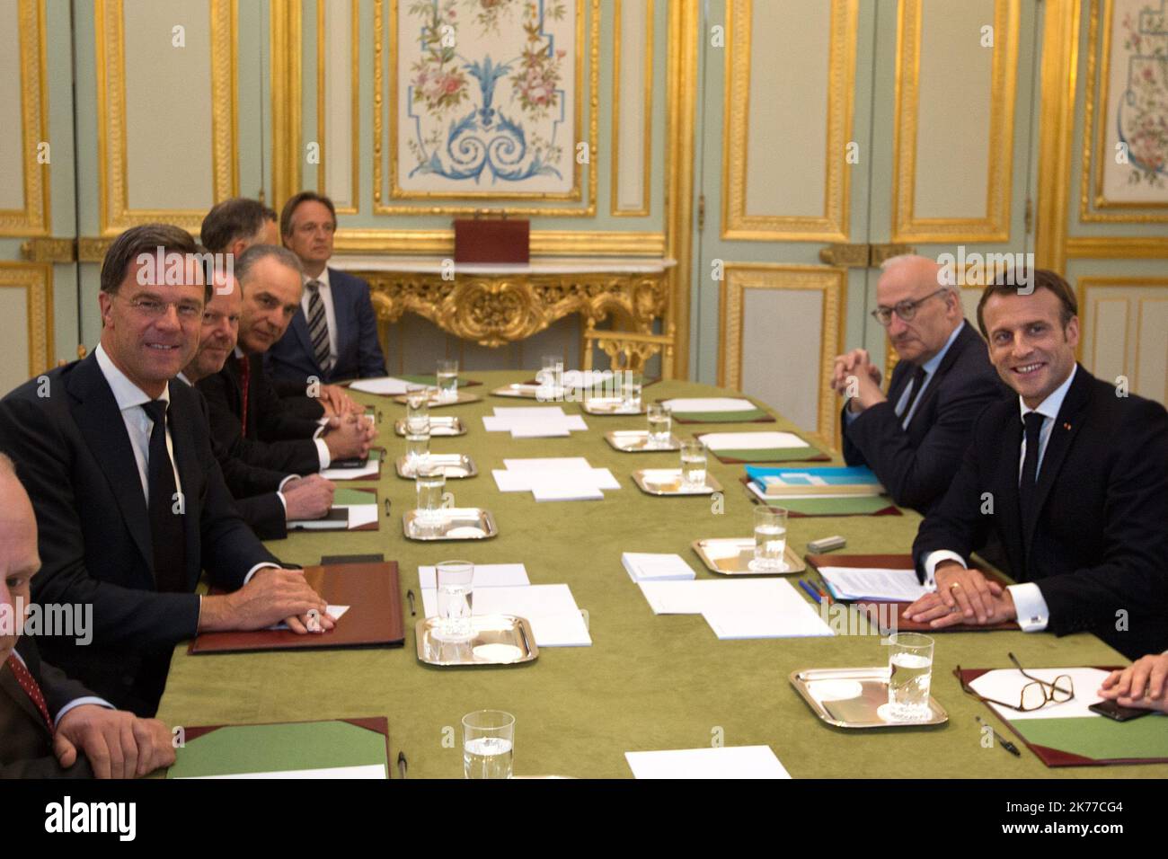 French President Emmanuel MACRON, receives Mark RUTTE, Prime Minister ...
