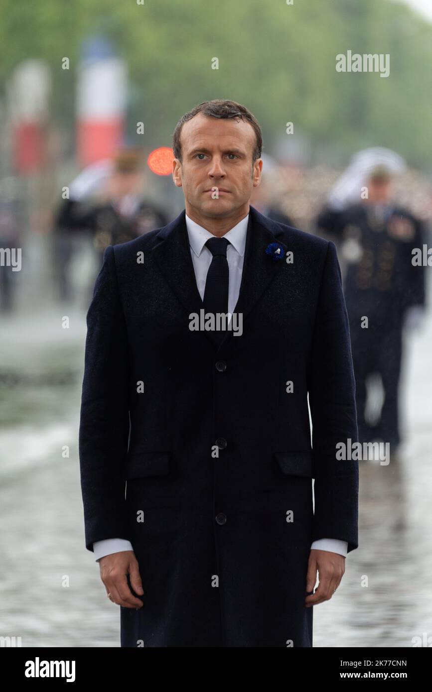 Emmanuel Macron. French President Emmanuel Macron attends a ceremony ...