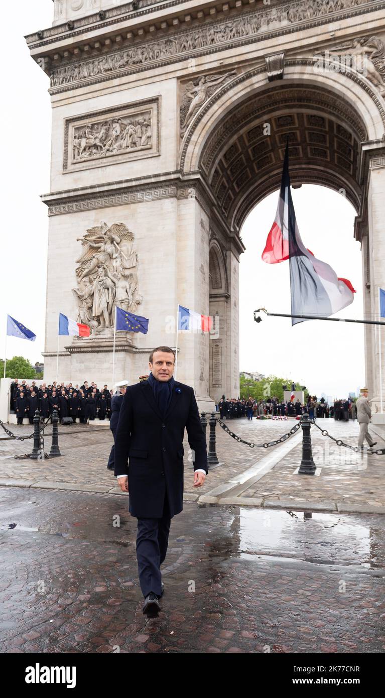 Emmanuel Macron. French President Emmanuel Macron attends a ceremony ...