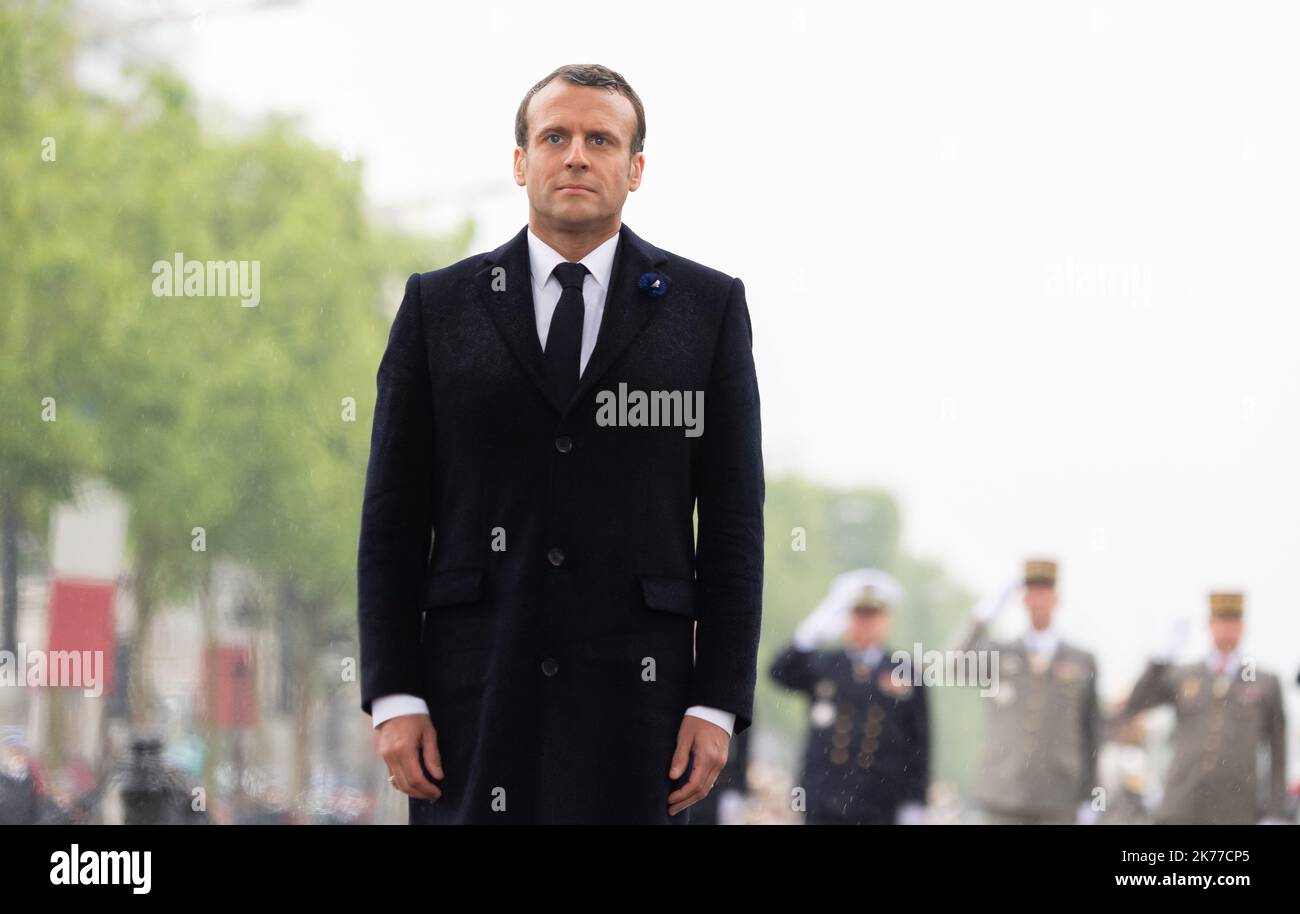 Emmanuel Macron. French President Emmanuel Macron attends a ceremony ...