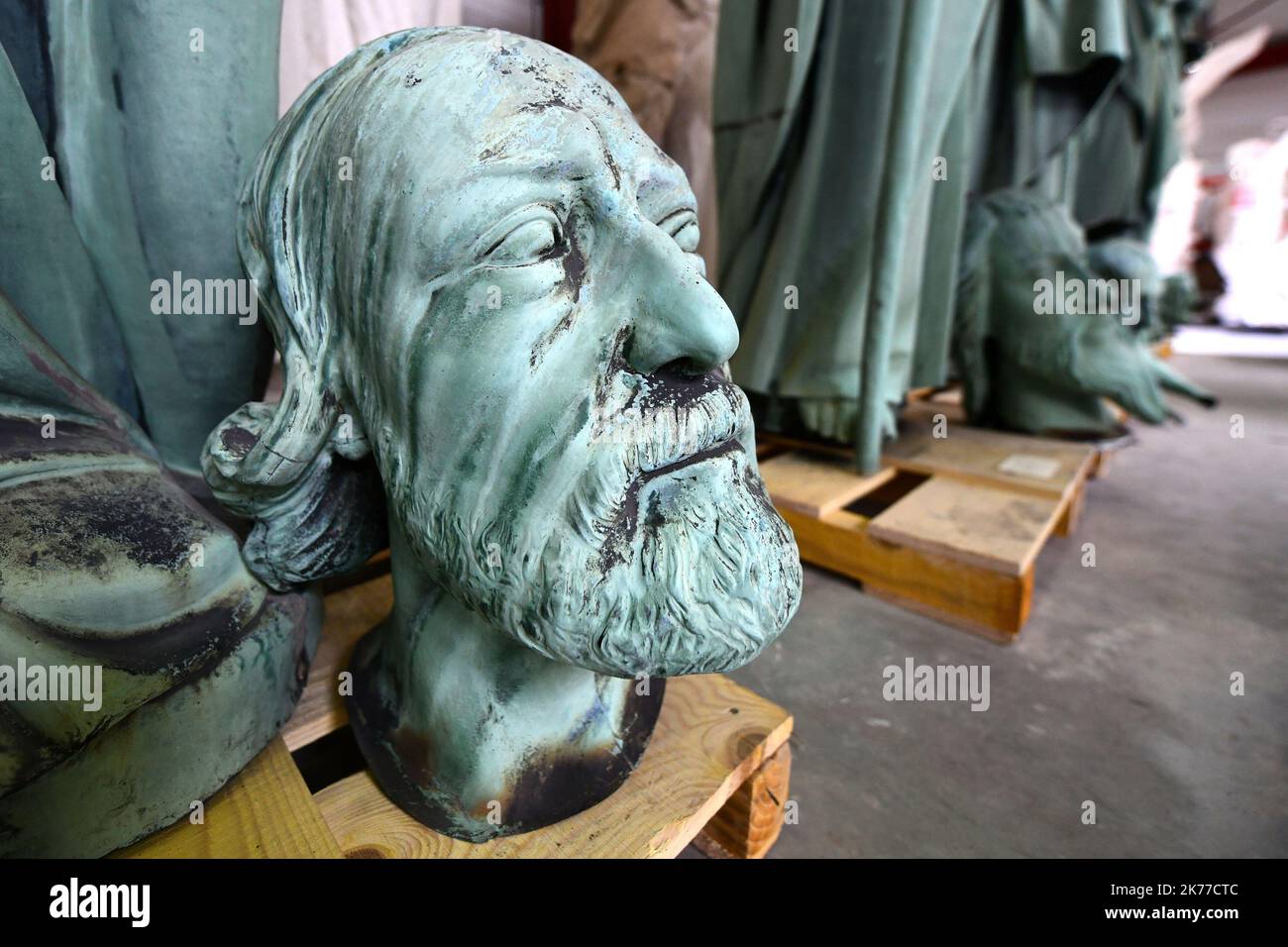 Socra restoration statues from Notre Dame cathedral Stock Photo - Alamy