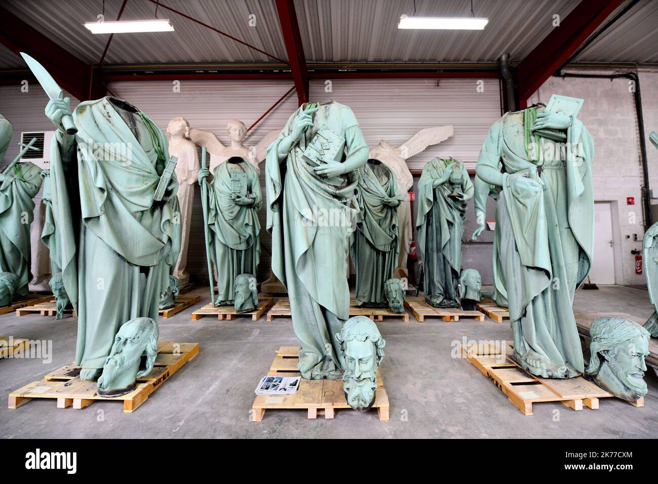 Socra restoration statues from Notre Dame cathedral Stock Photo - Alamy