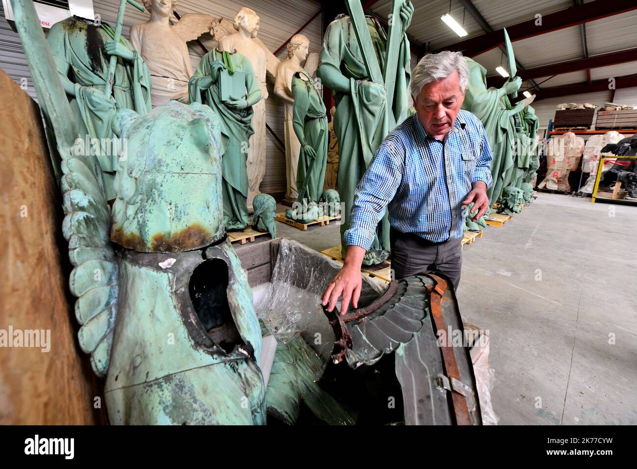 Socra restoration statues from Notre Dame cathedral Stock Photo - Alamy
