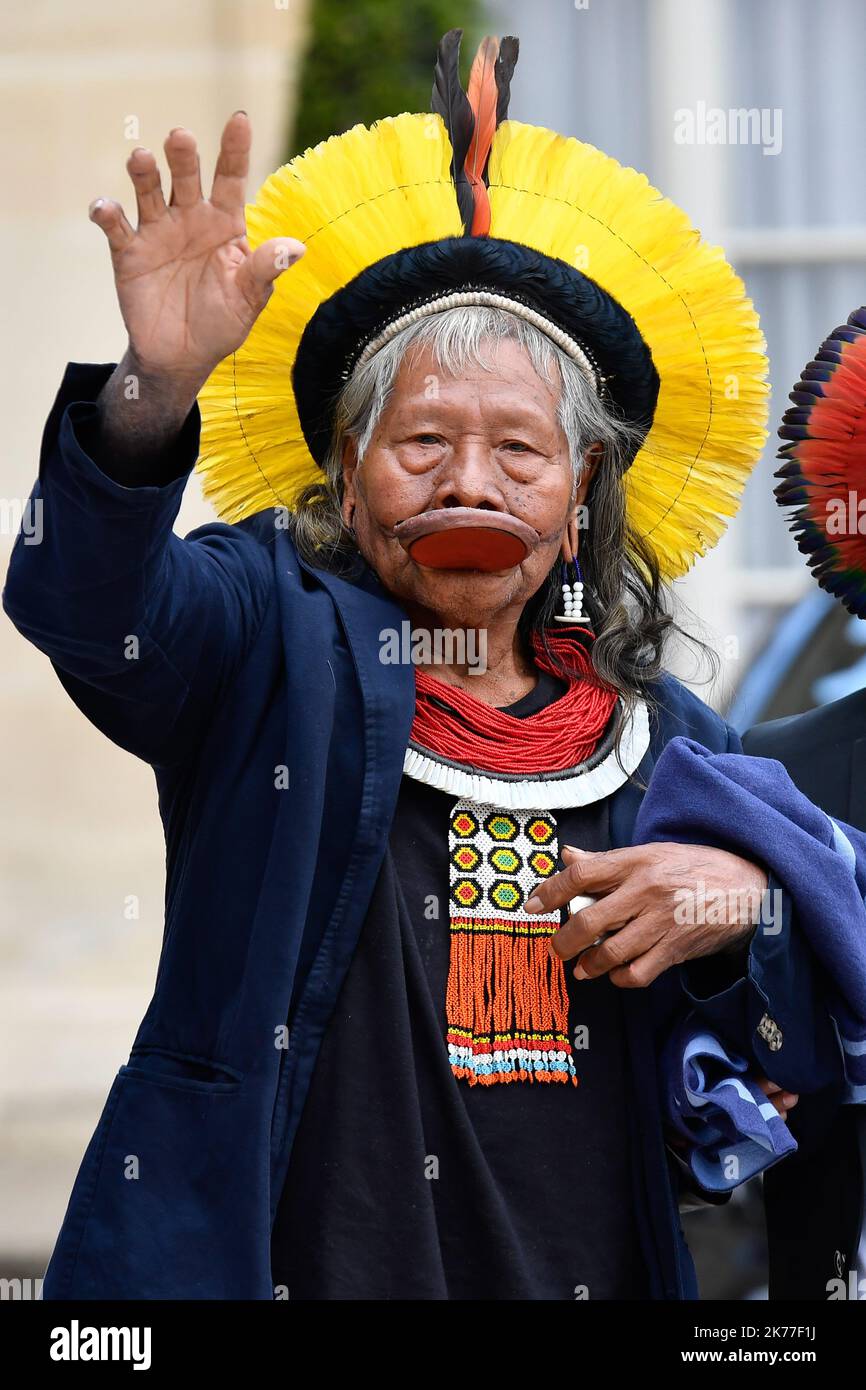 The President of the French Republic, Emmanuel Macron accompanies the ...