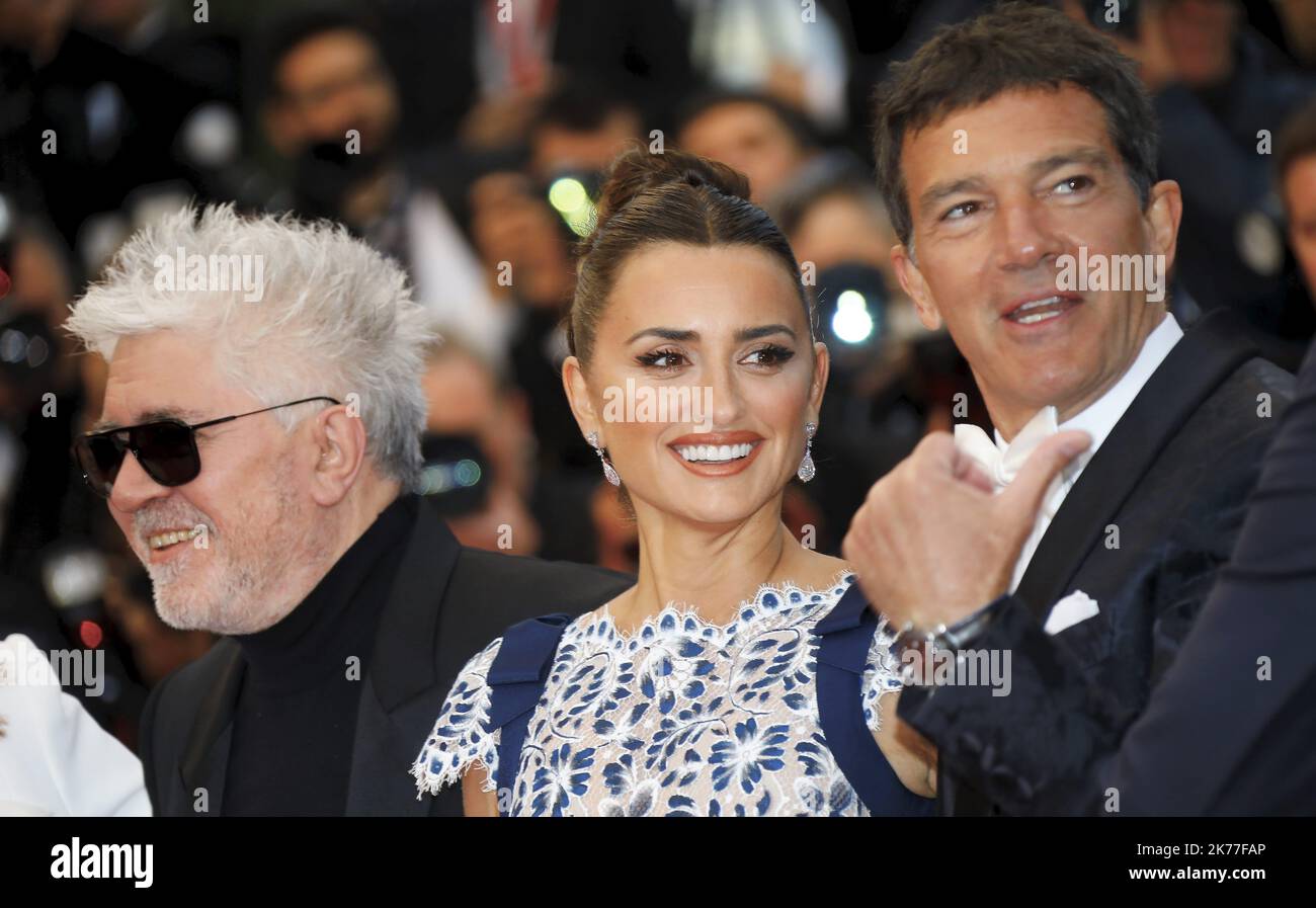 Penelope Cruz and Spanish actor Antonio Banderas attending the Pain and ...